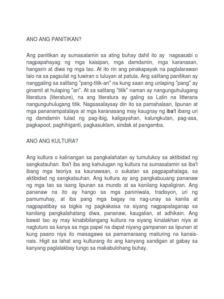 Ano Ang Panitikan | PDF