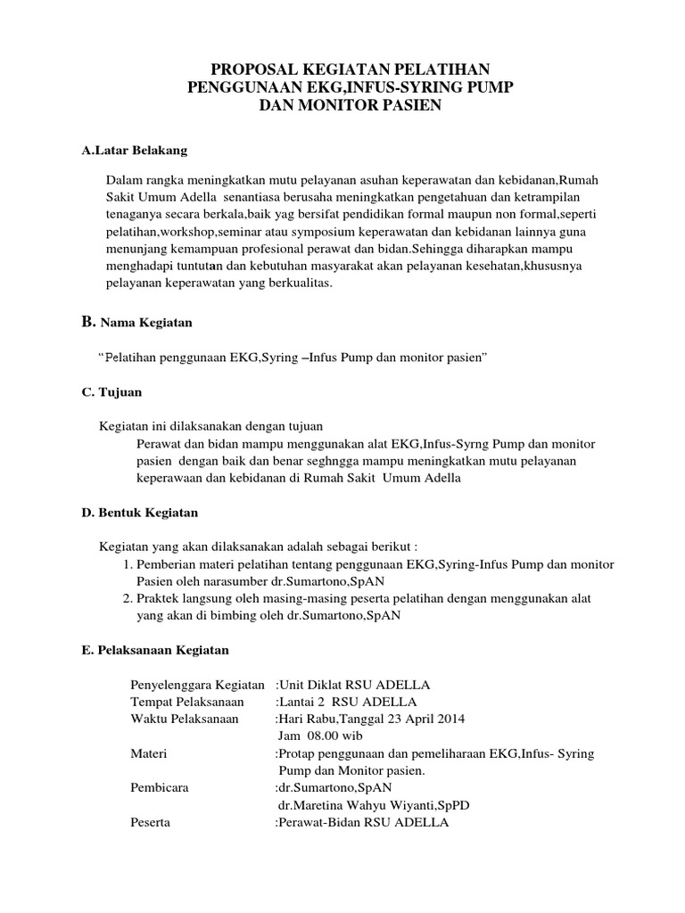 Proposal Kegiatan Pelatihan Ekg | PDF