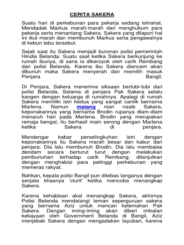Cerita Sakera | PDF | Klasik