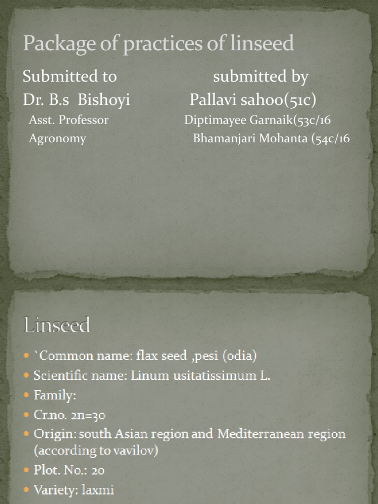 Linseed Cultivation Practices Guide | PDF | Flax | Soil