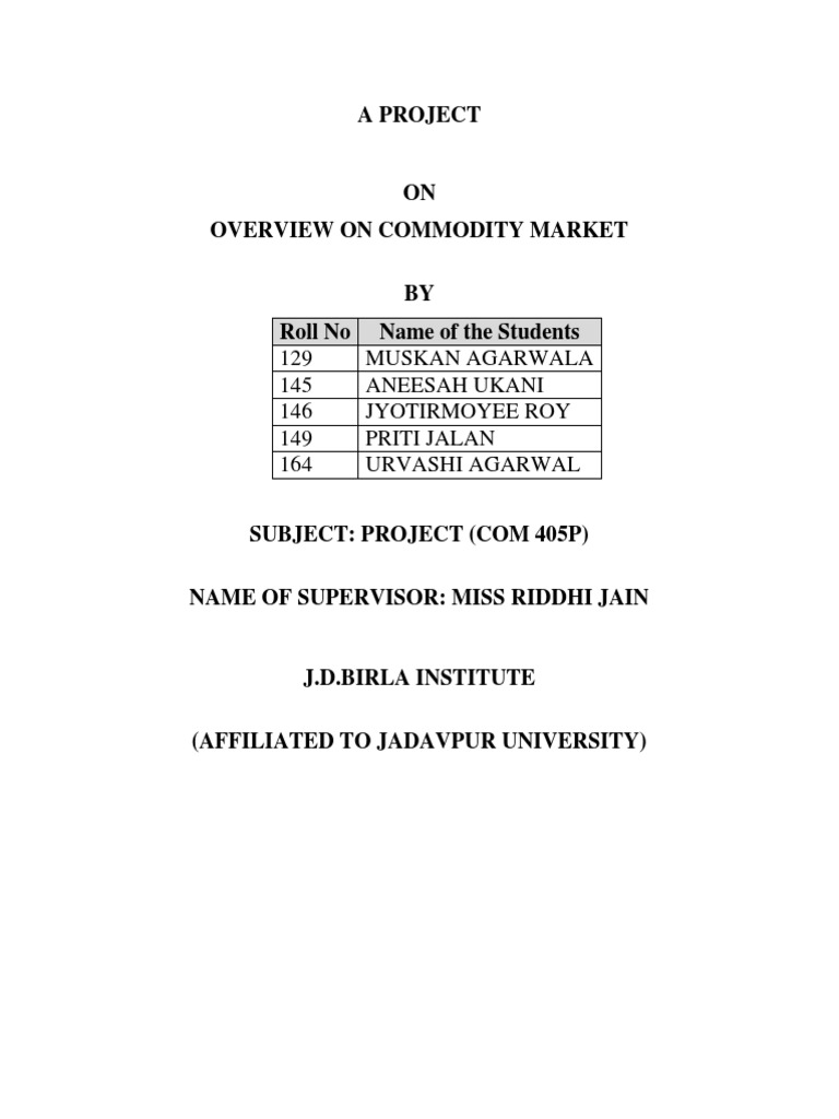 Overview On Commodity Market Pdf Commodity Markets Palm Oil