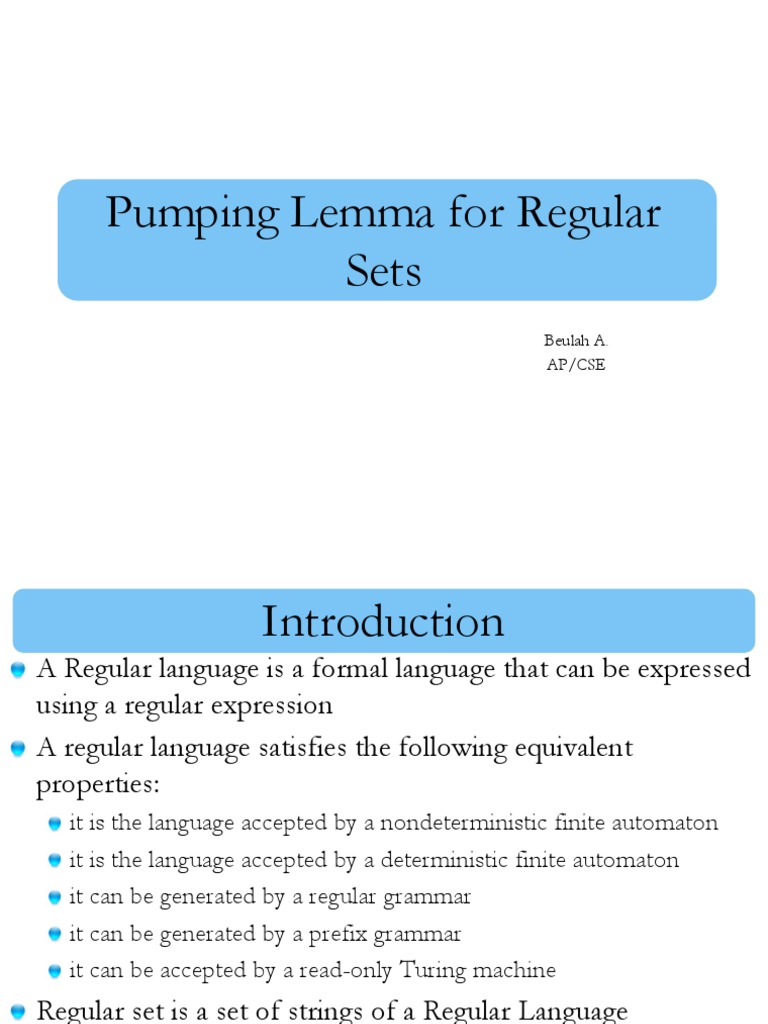 Pumping Lemma | PDF | Syntax (Logic) | Metalogic