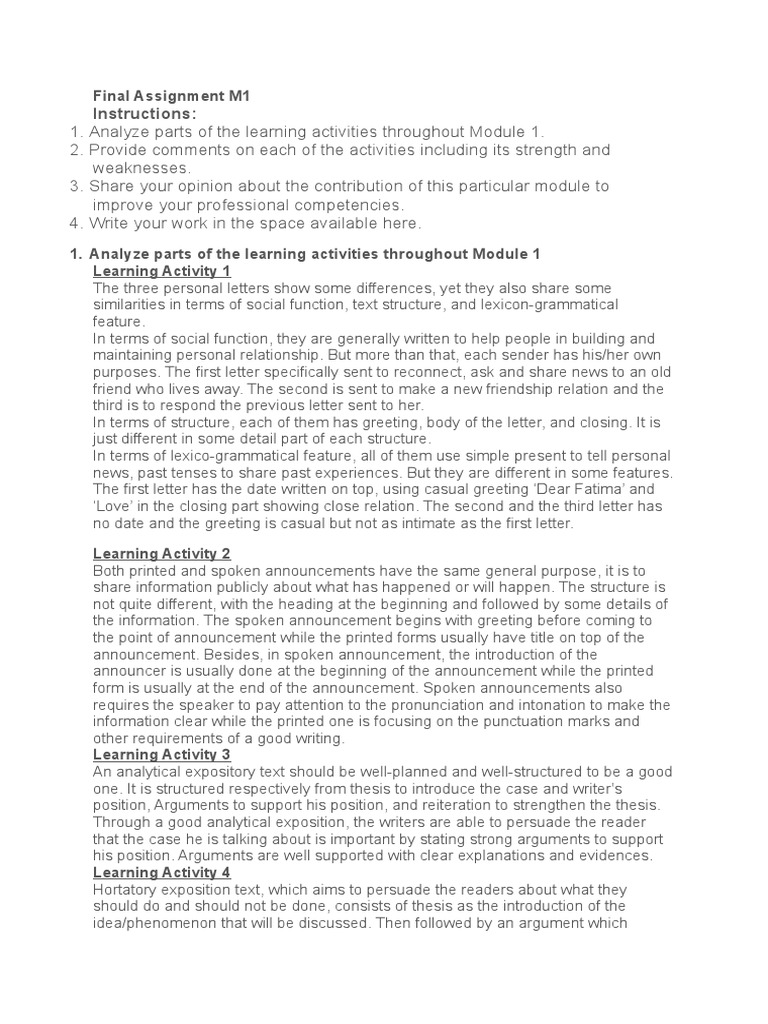 Instructions:: Final Assignment M1 | PDF | Argumentation Theory | Argument