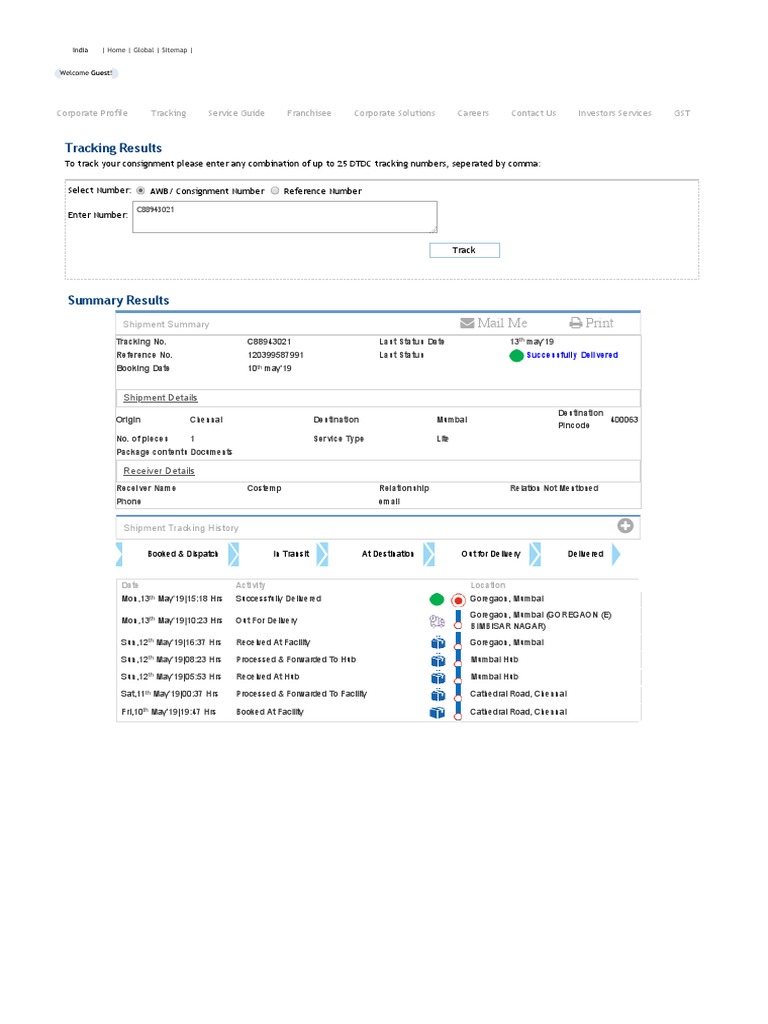 Tracking Details Format | PDF | Business