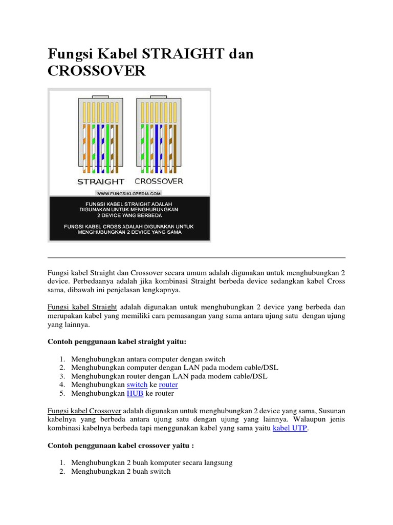 Fungsi Kabel Straight Dan Crossover | PDF