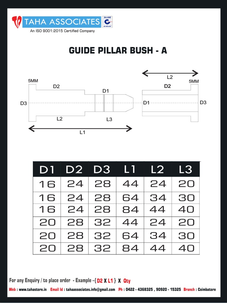 Taha Associates. Guide Pillar Bush | PDF