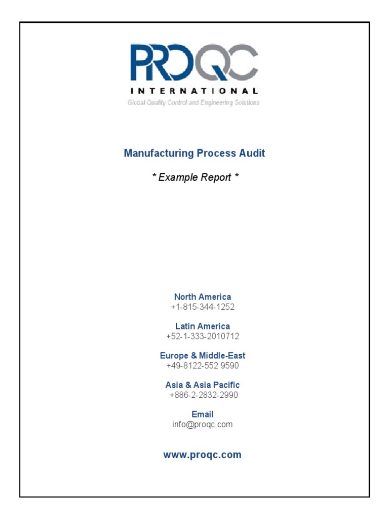 Manufacturing Process Audit: Example Report | PDF | Audit ...