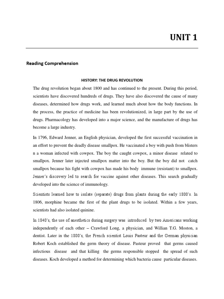 Unit 1: Reading Comprehension | PDF | Smallpox | Vaccination