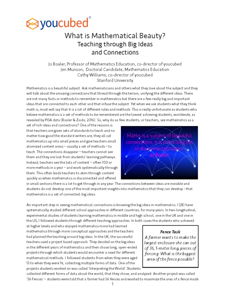 What Is Mathematical Beauty | PDF | Fraction (Mathematics) | Teaching ...