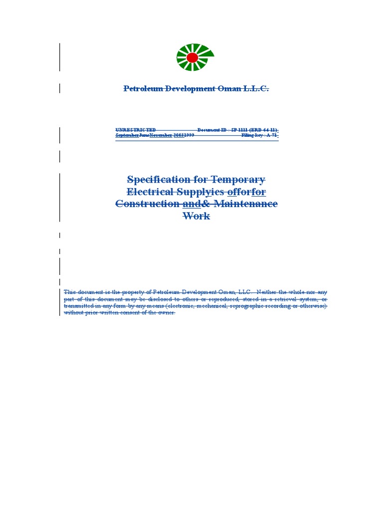 Specification For Temporary Electrical Supplies For Construction ...