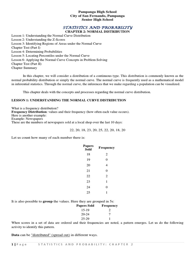 LECTURE NO. 2 (Chapter 2 Normal Distribution) | PDF | Standard Score ...
