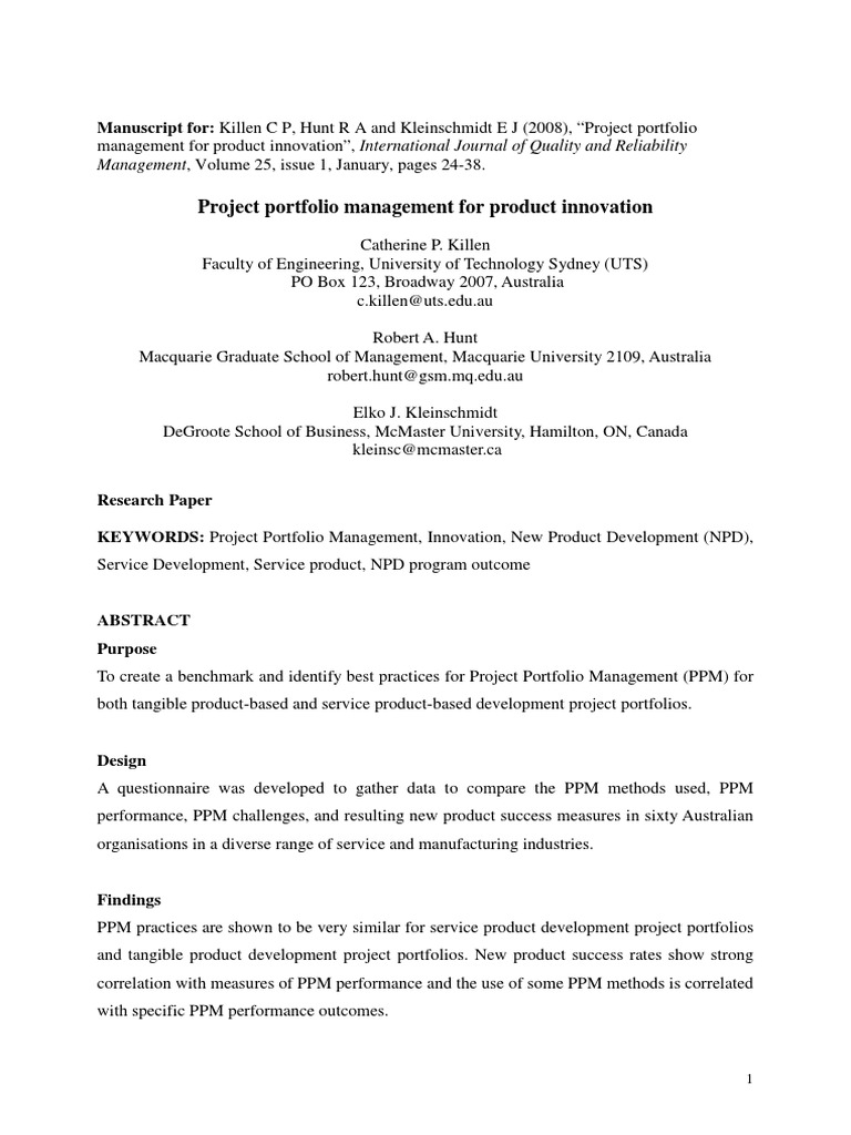 PPM Insights for Innovation Leaders | PDF | New Product Development ...
