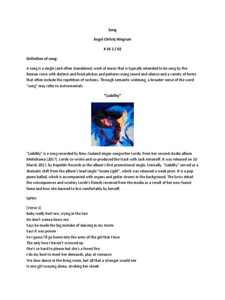 Liability Lorde | PDF | Songs | Recorded Music
