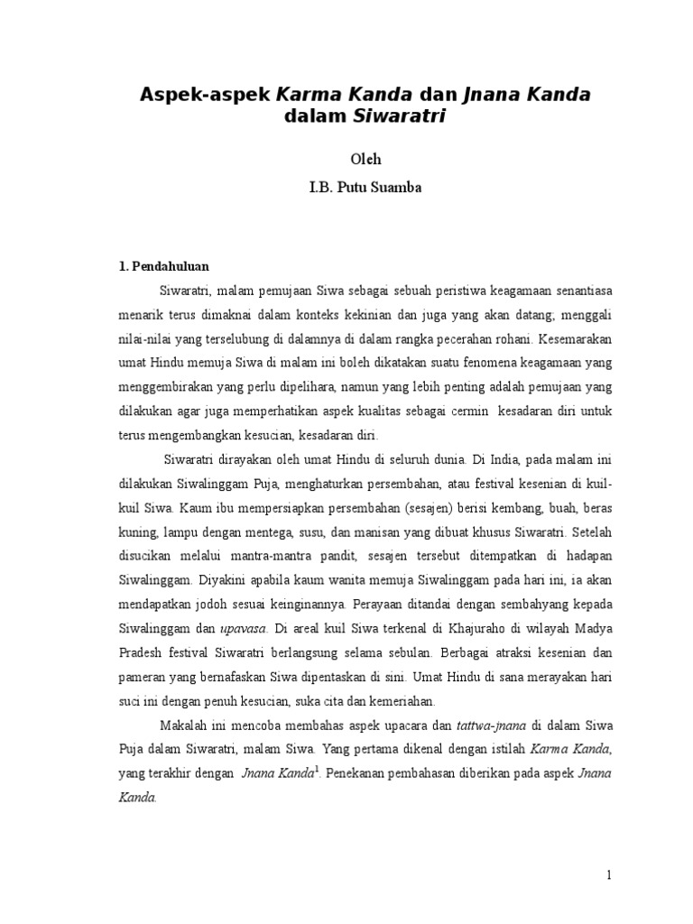 Karma Kanda Dan Jnana Kanda Dalam Siwaratri | PDF