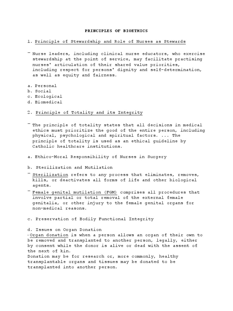 Principles of Bioethics | PDF | Organ Donation | Organ Transplantation