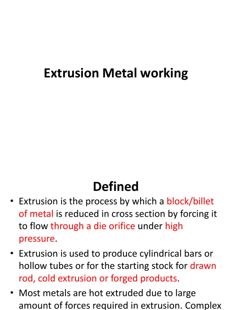 Lec 6 Extrusion Metal Working | PDF | Extrusion | Deformation (Engineering)