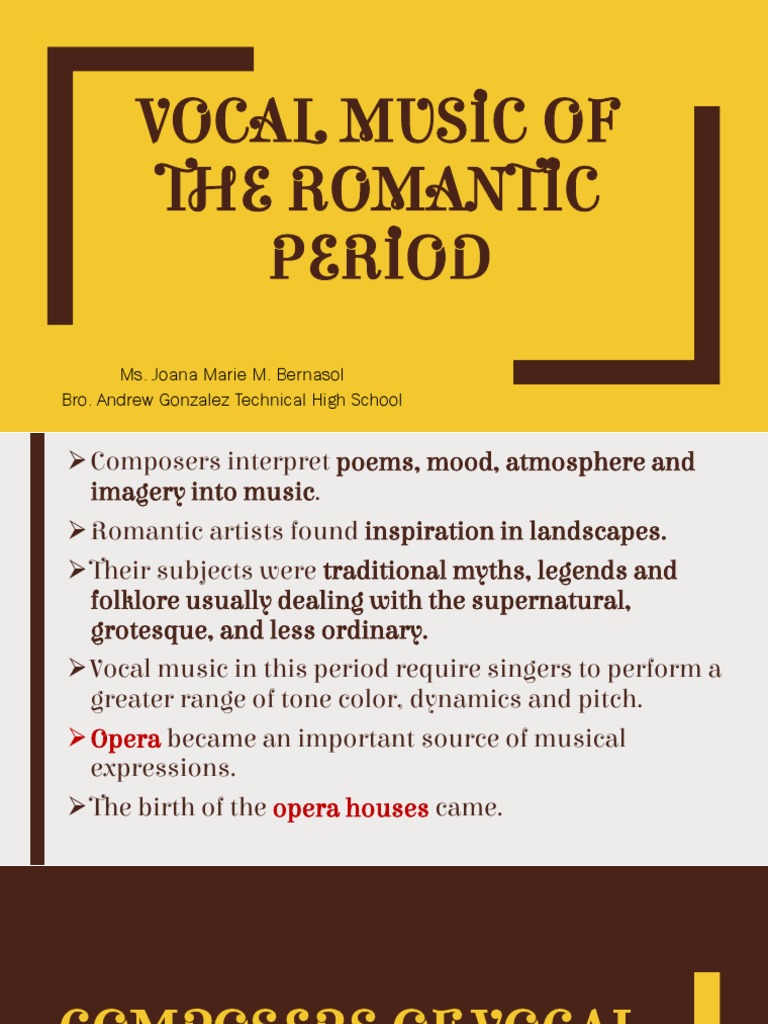 Vocal Music in the Romantic Period | PDF | Singing | Opera