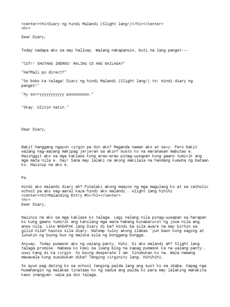 Diary NG Hindi Malandi (Slight Lang!) - 1 | PDF