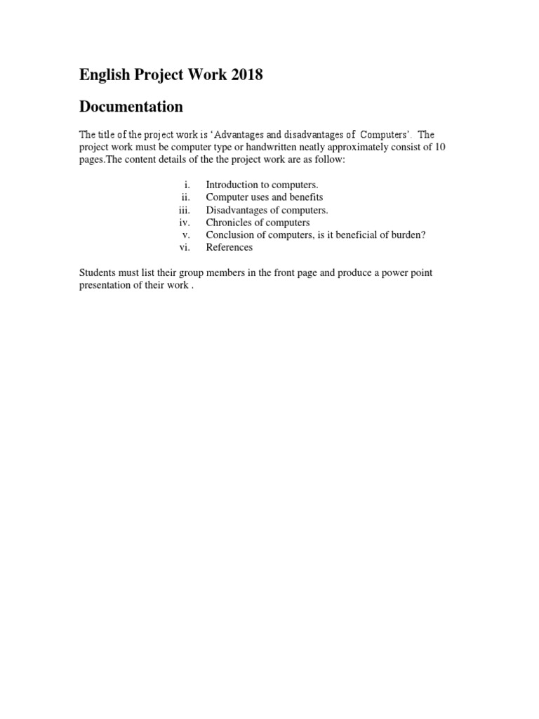 English Project Work | PDF