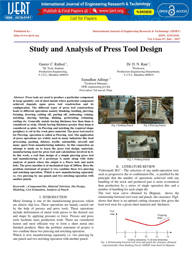 Study and Analysis of Press Tool Design IJERTV6IS070033 | PDF | Sheet ...