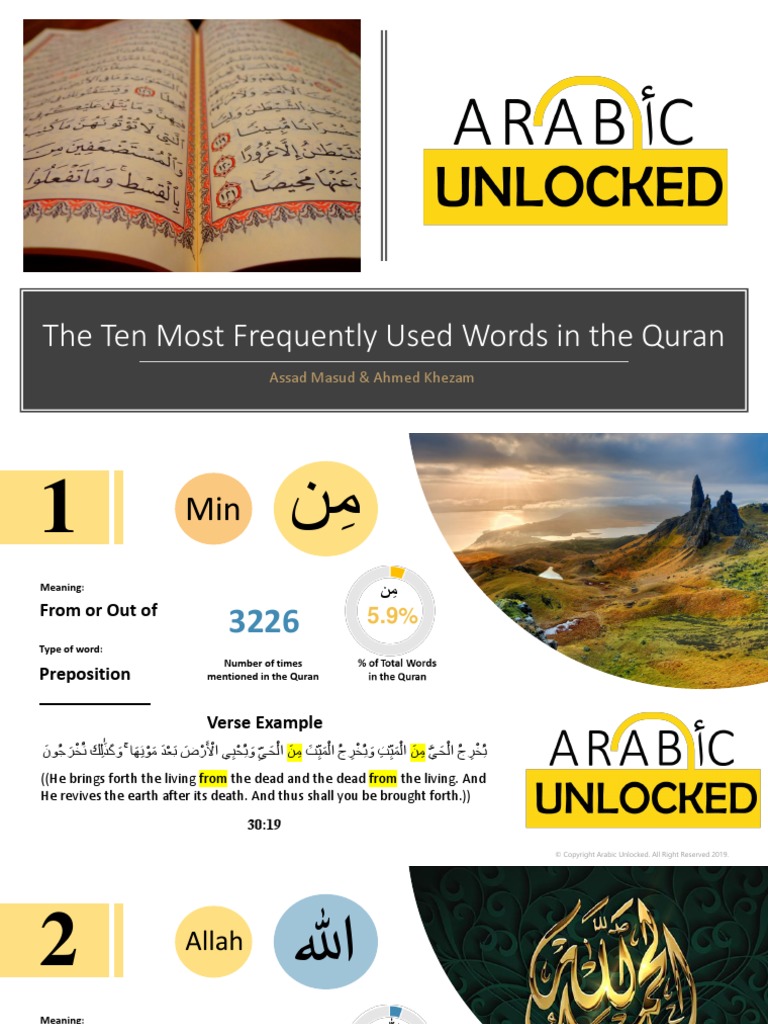 The Ten Most Frequently Used Words in The Quran | PDF | Quran | Islam