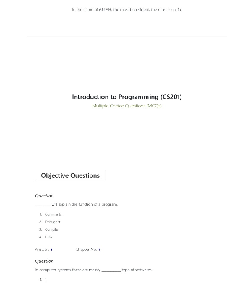 CS201 - Introduction To Programming | PDF | Pointer (Computer Programming) | Method (Computer ...