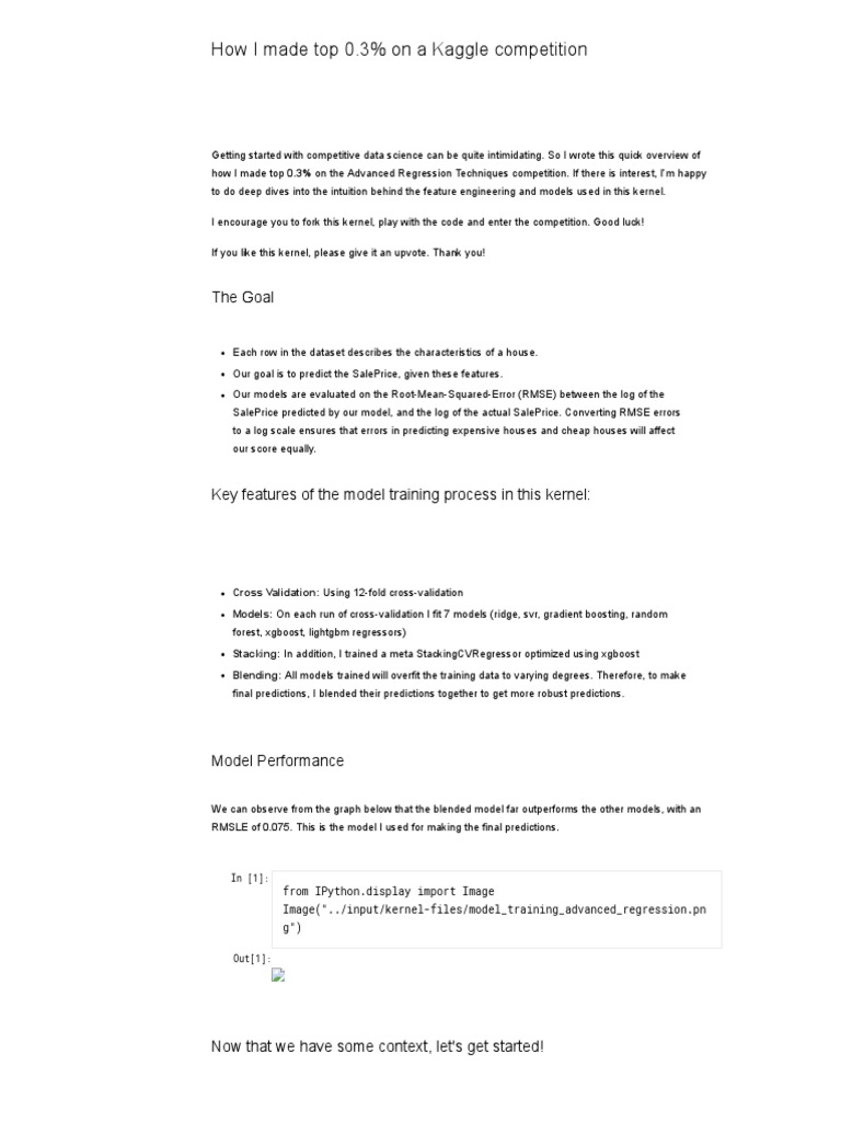 How To Get A Top Rank in A Kaggle Competition | PDF | Cross Validation ...
