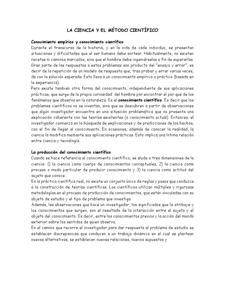 La Ciencia y El Método Científico | PDF | Teoría | Science