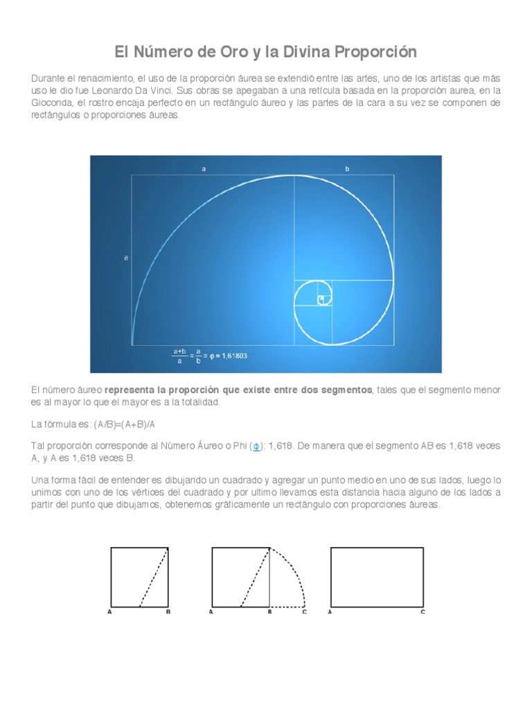 El Número de Oro y La Divina Proporción | PDF | Enseñanza de matemática ...