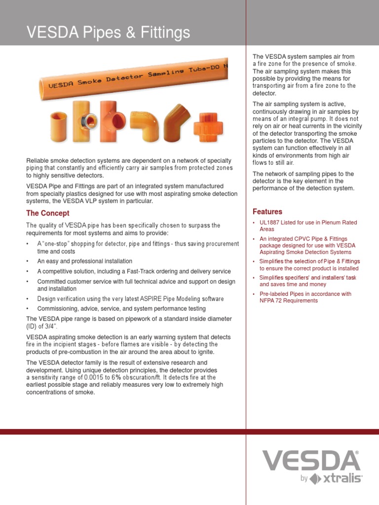 VESDA Pipes & Fittings: The Concept Features | PDF | Pipe (Fluid ...