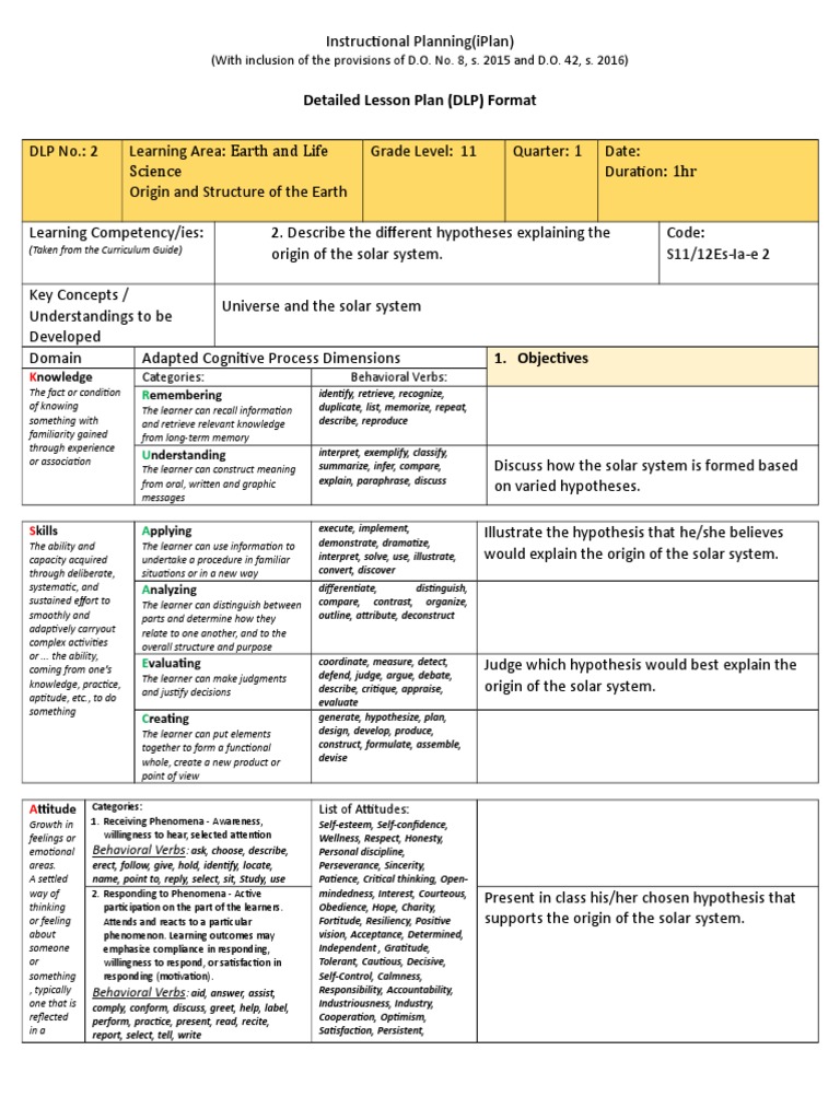 DLP Earth and Life Science 1st Quarter | PDF | Value (Ethics ...