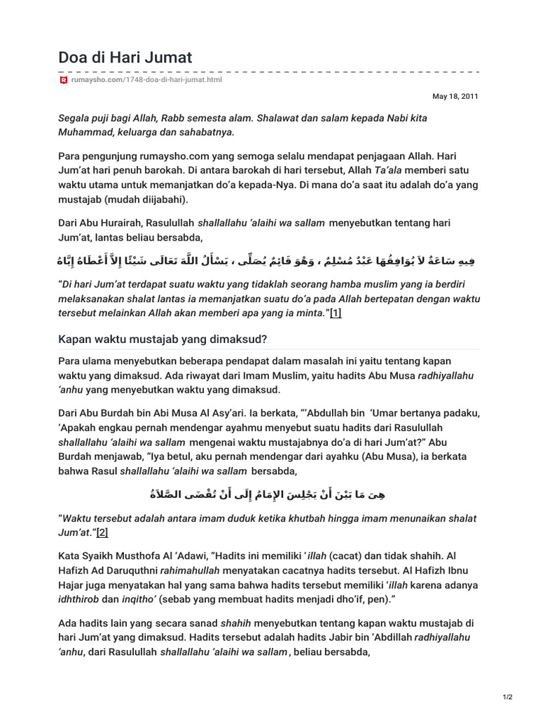 Doa Di Hari Jumat | PDF