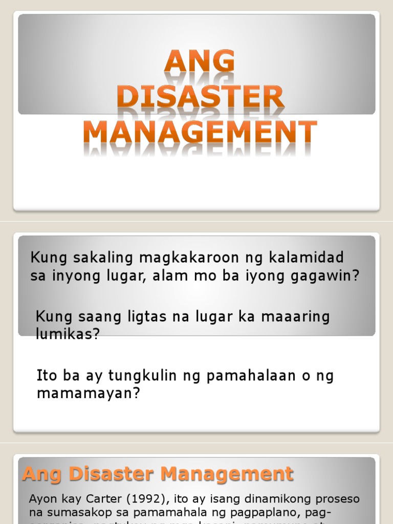 Ang Disaster Management | PDF