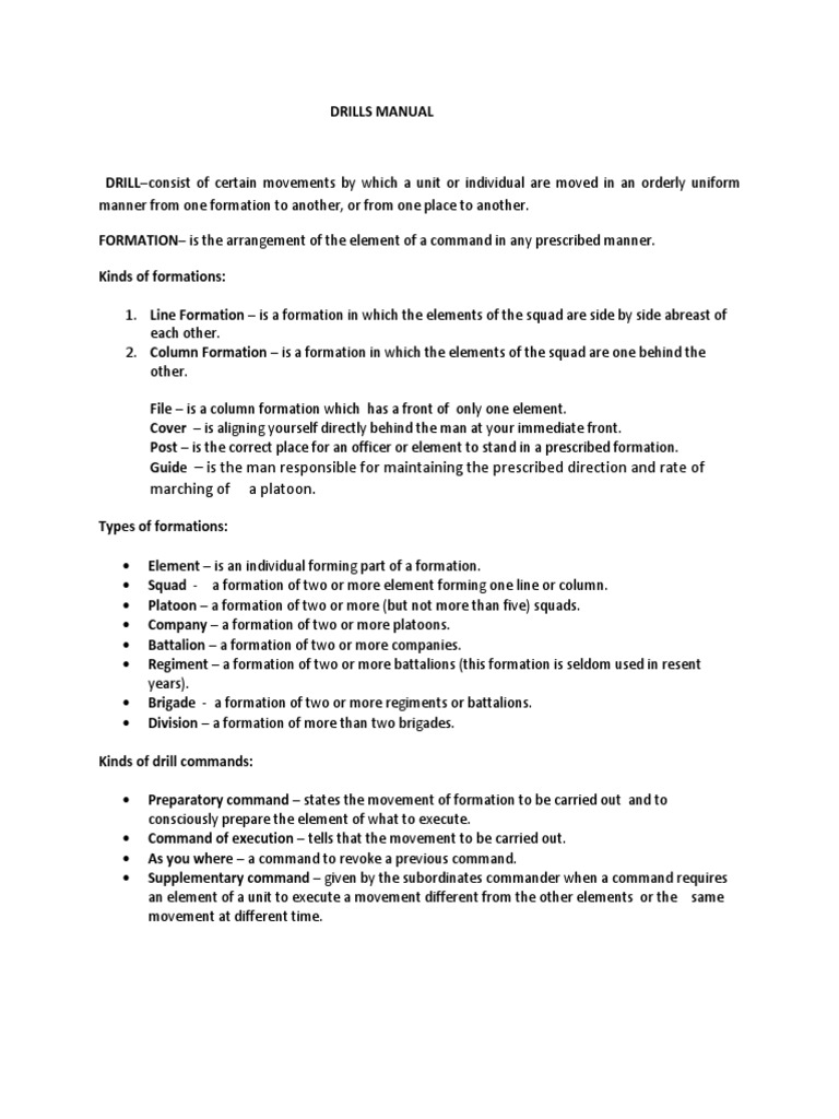 A Comprehensive Guide to Drill Formations, Movements, and Commands ...