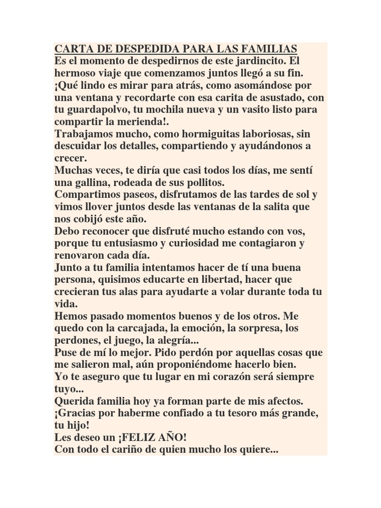 Carta de despedida a mi familia por viaje 60 foto - Farosypuertos.com