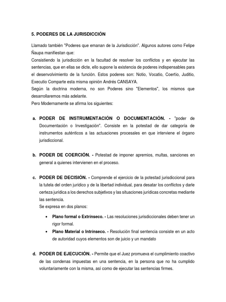 Poderes y Elementos de La Jurisdiccion Part 5,6 | PDF | Jurisdicción ...