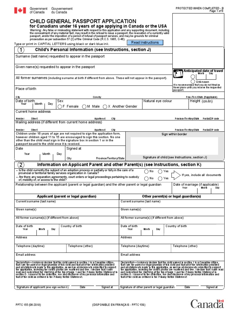 Child General Passport Application: For Canadians Under 16 Years of Age ...