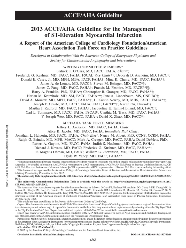 AHA Guideline STEMI | PDF | Percutaneous Coronary Intervention ...