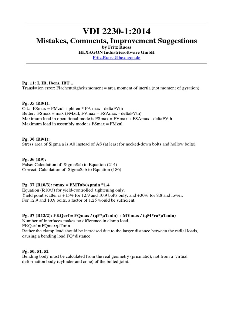 Vdi2230e 2014 | PDF | Bending | Screw