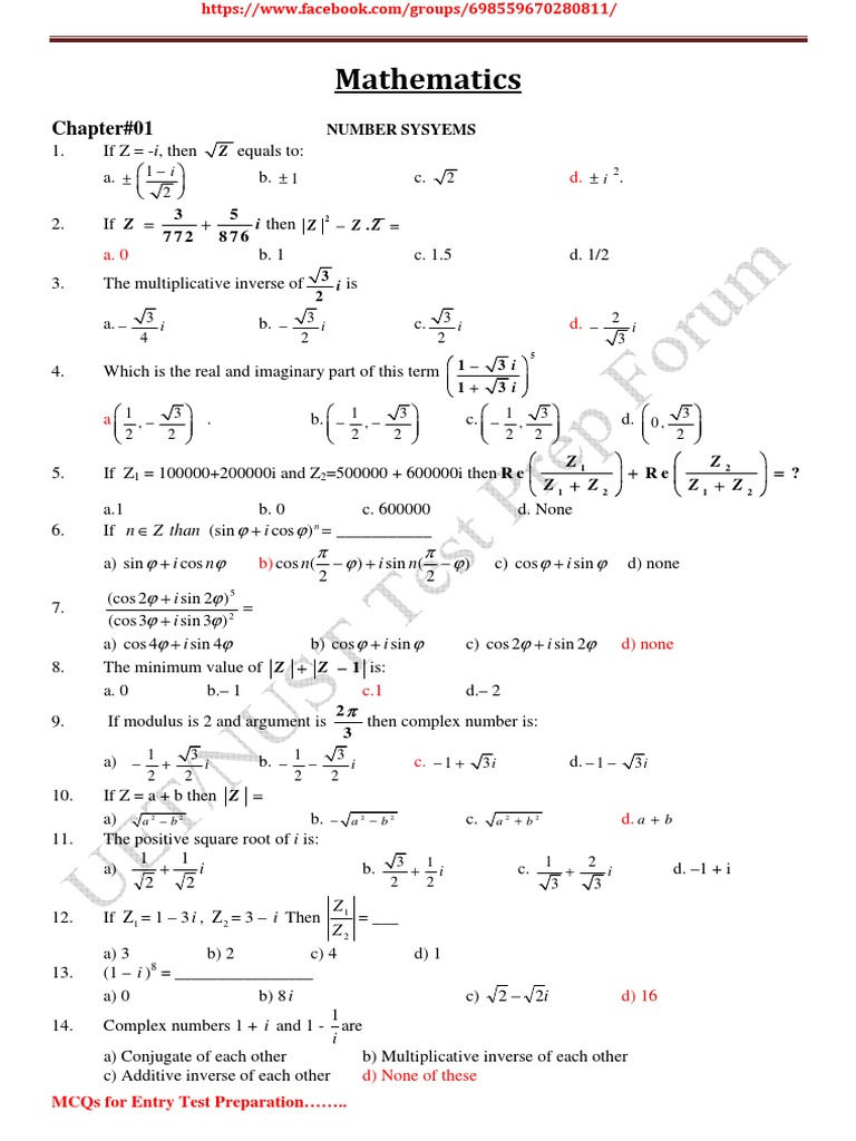 Maths MCQZ Complete Book - PDF | PDF | Matrix (Mathematics) | Numbers