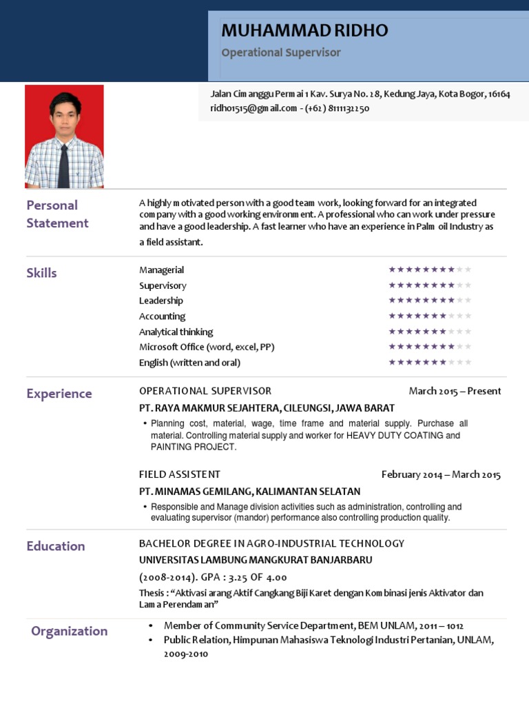 Muhammad Ridho: Personal Statement Skills | PDF | Learning | Behavior Modification