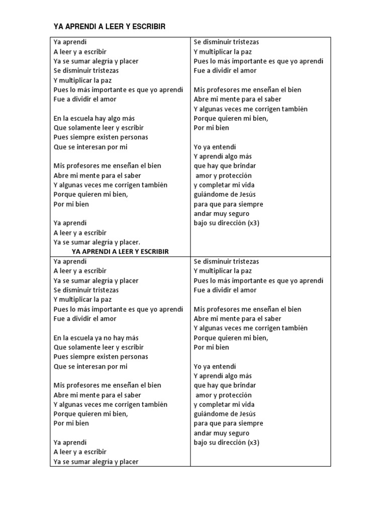 Ya Aprendi A Leer Y Escribir
