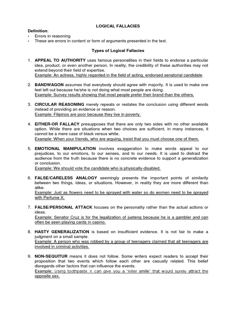 Logical Fallacies | PDF | Fallacy | Philosophical Methodology