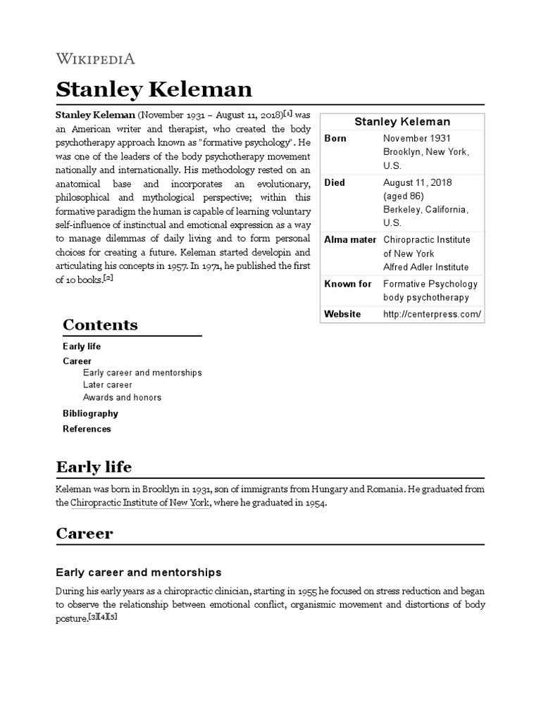 Stanley Keleman | PDF | Psychology | Behavioural Sciences