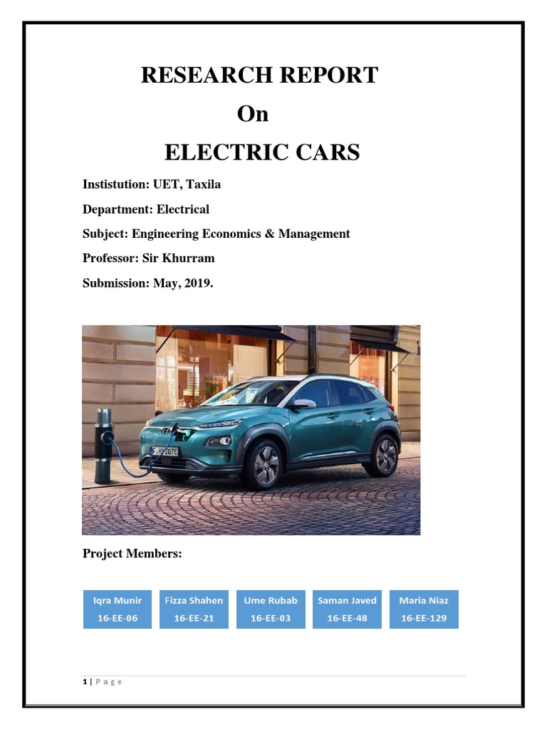 Research Report On Electric Cars | PDF | Electric Motor | Rechargeable ...