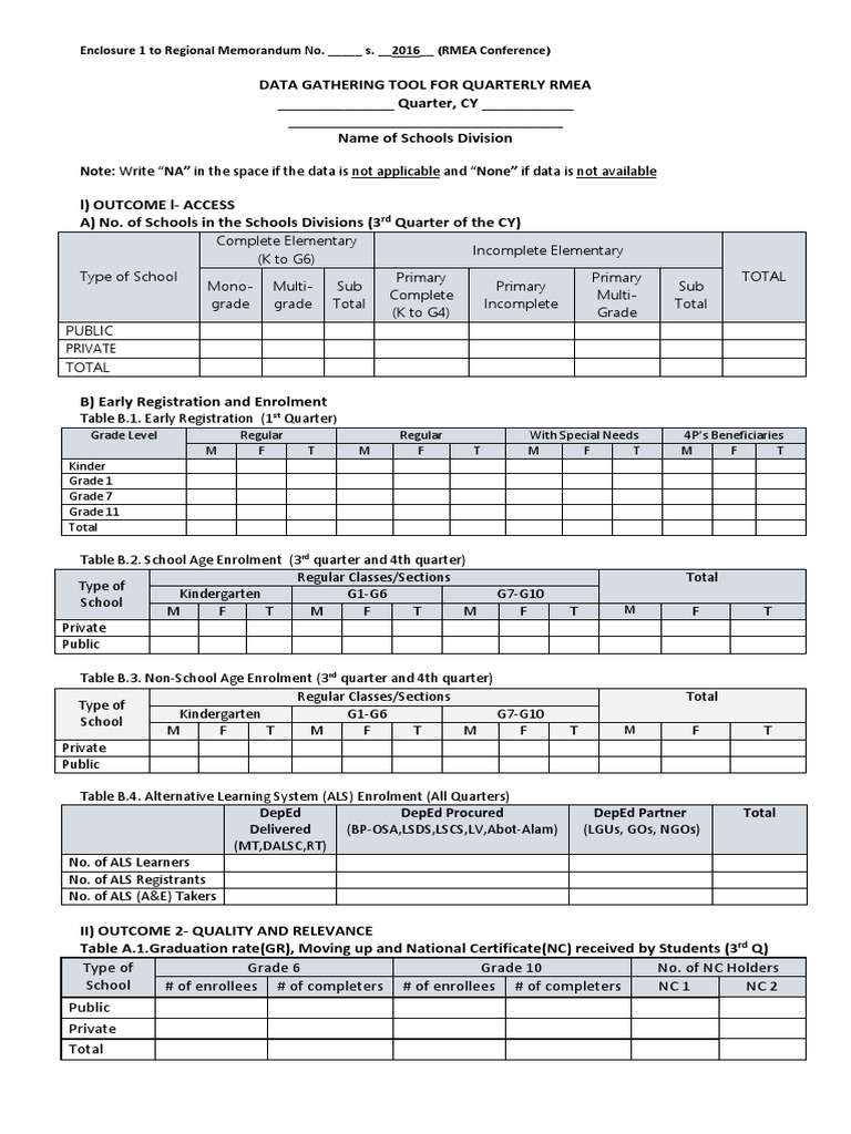 Education Data Collection Tool | PDF | Kindergarten | Personal Computers
