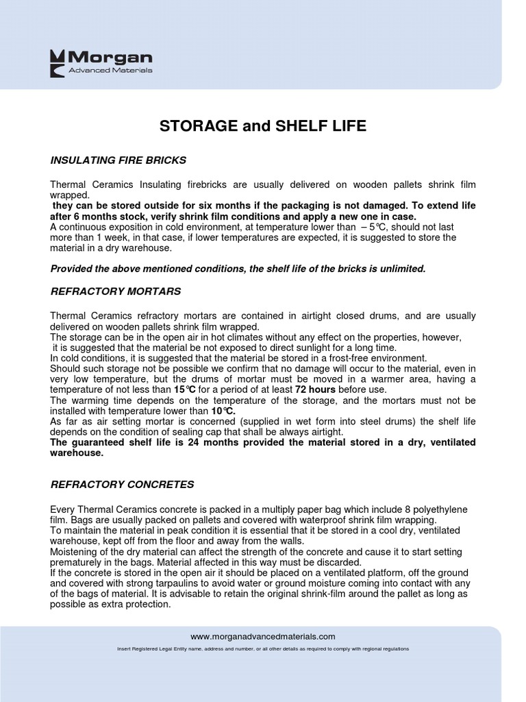 New Storage & Shelf Life Feb 2014 PDF | PDF | Refractory | Warehouse