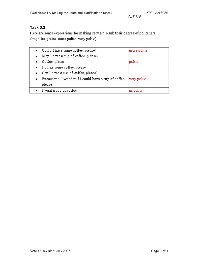 Worksheet 1c (Core) (Key) | PDF