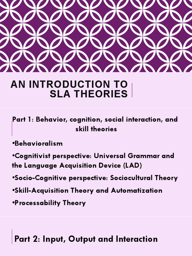 Overview of SLA Theories and Approaches | PDF | Second Language Acquisition | Language Acquisition