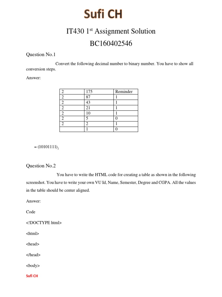 It430 Assignment 1 Solution 2025 Pdf